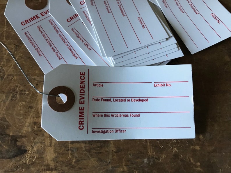 Set of NINE Crime Evidence/industrial Tags . Tags With Wire . | Etsy