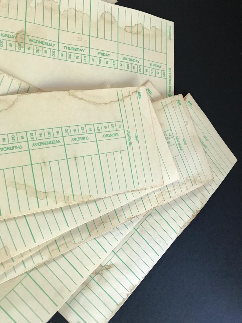 Hand Aged Time Cards . Vintage Style . Set of 10 .vintage Industrial ...