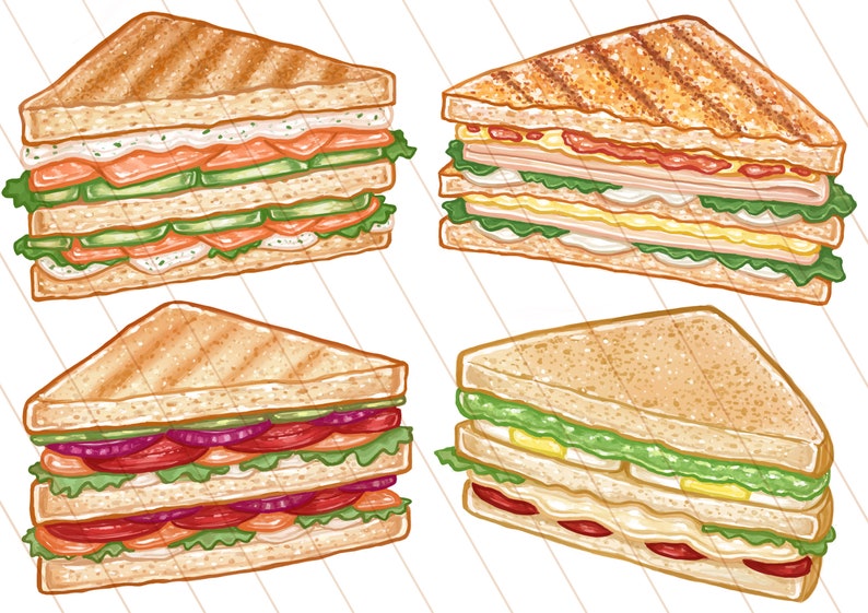 Club Sandwich Clipart Digital Illustrations Images - Etsy