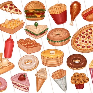 Junk Food Clipart Digital Illustrations PNG Images - Etsy