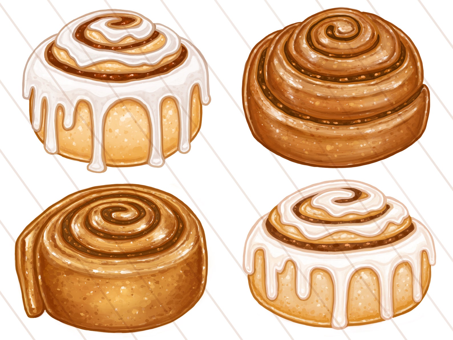 Cinnamon Rolls Clipart Digital Illustrations PNG - Etsy