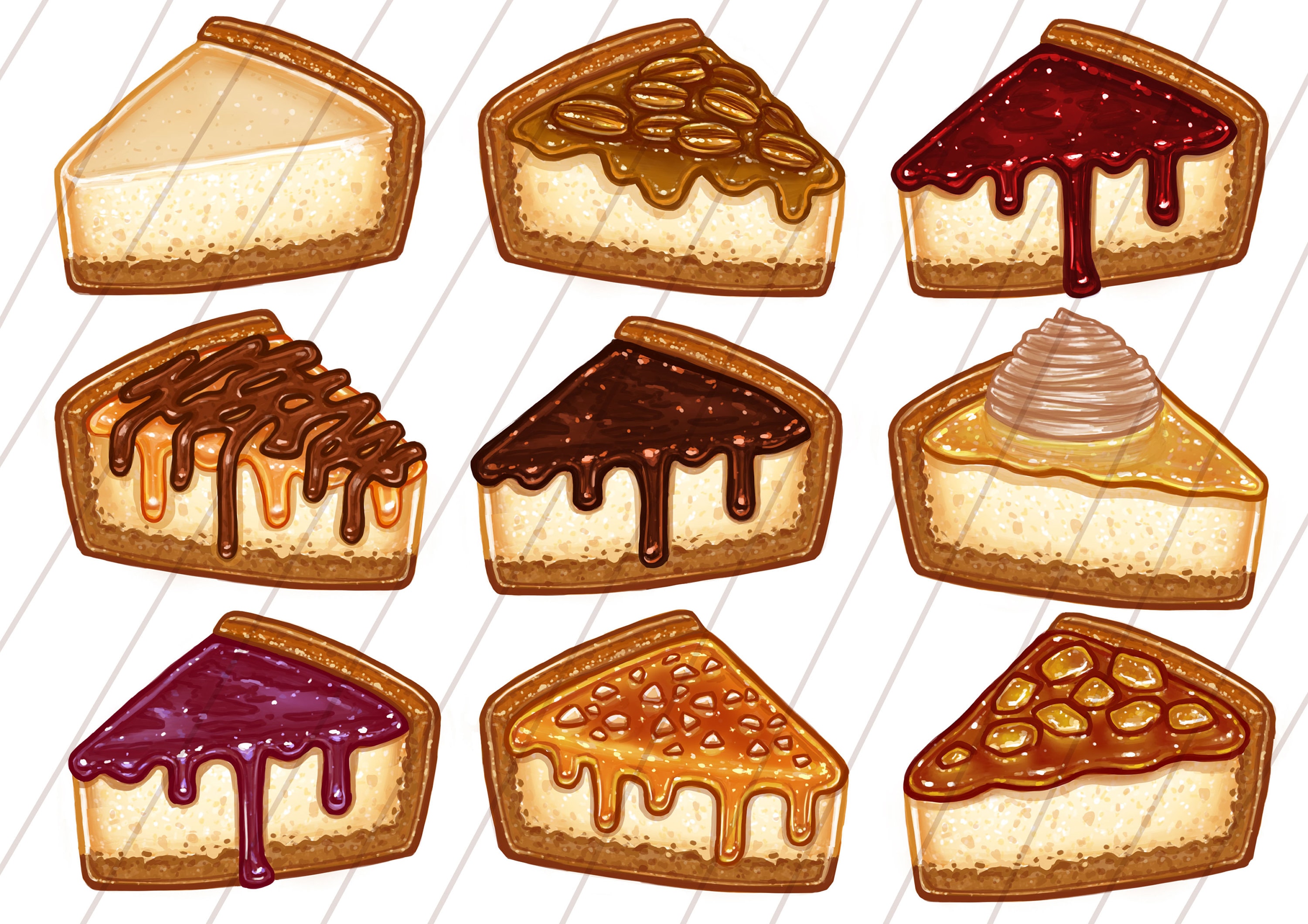 Slice Cheesecakes Clipart Digital Illustration Images PNG - Etsy