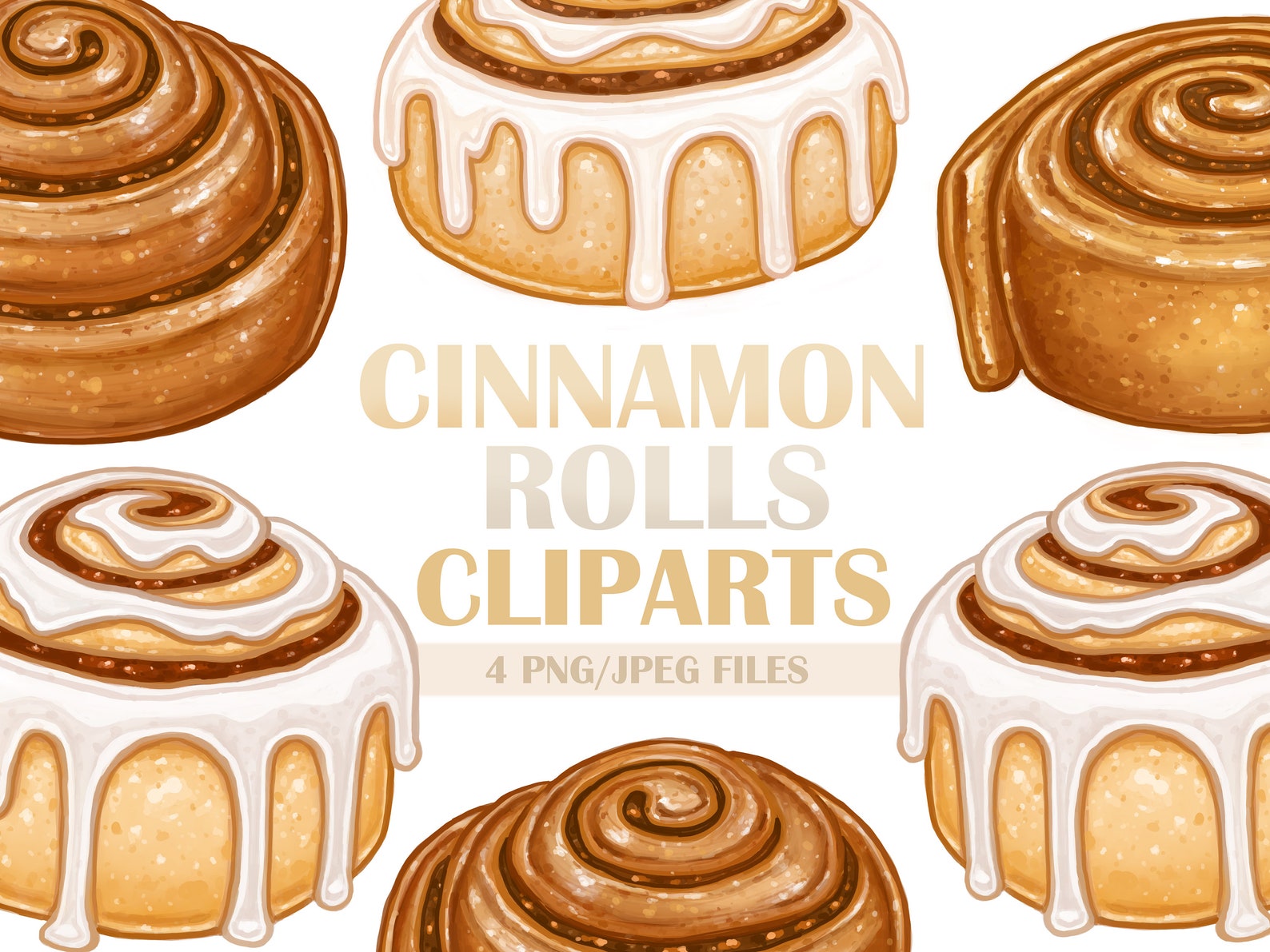 Cinnamon Rolls Clipart Digital Illustrations PNG - Etsy