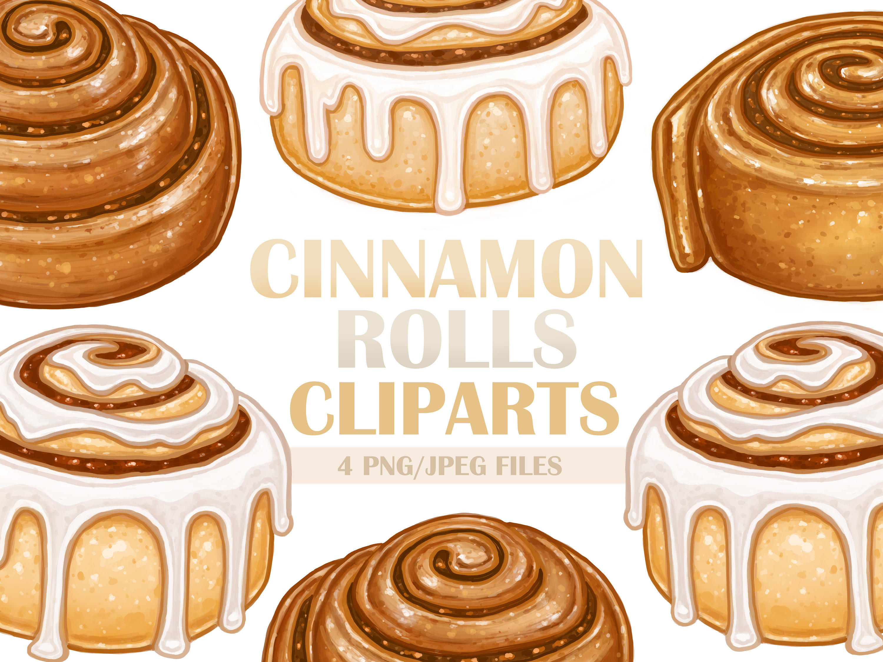 Cinnamon Rolls Clipart Digital Illustrations Png Etsy