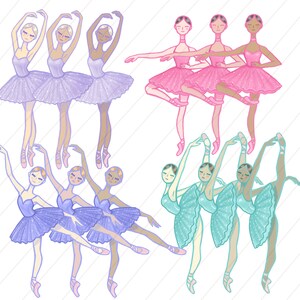 Ballerinas Ballet Dancers Pastel Tutus Clipart | Etsy