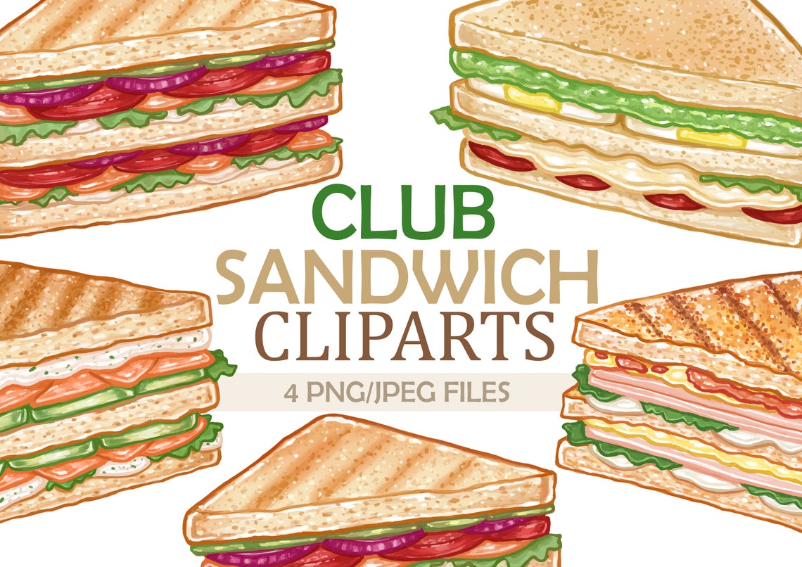 Club Sandwich Clipart Digital Illustrations Images - Etsy