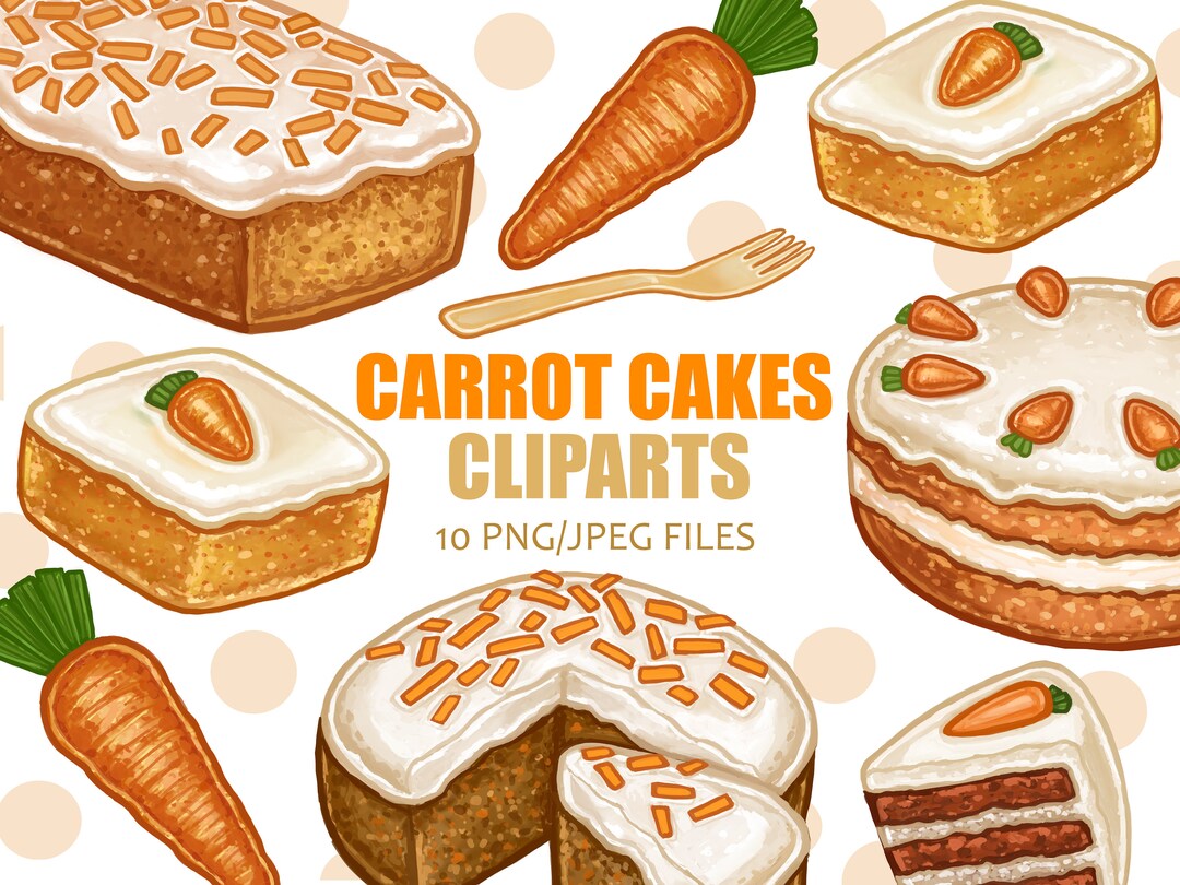 Carrot Cakes Clipart Digital Illustrations Images PNG - Etsy