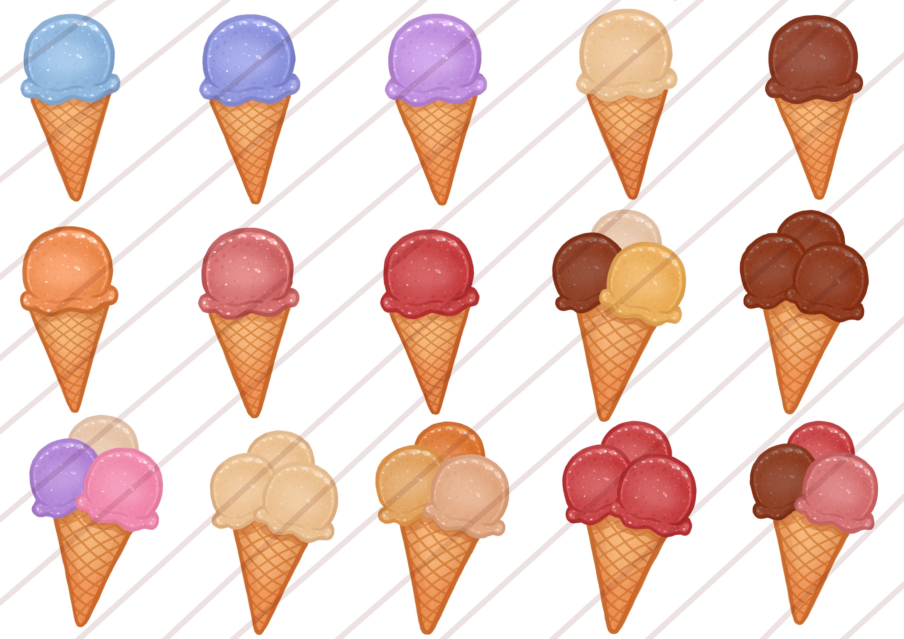 Ice Creams & Popsicles Clipart Digital Illustrations PNG - Etsy