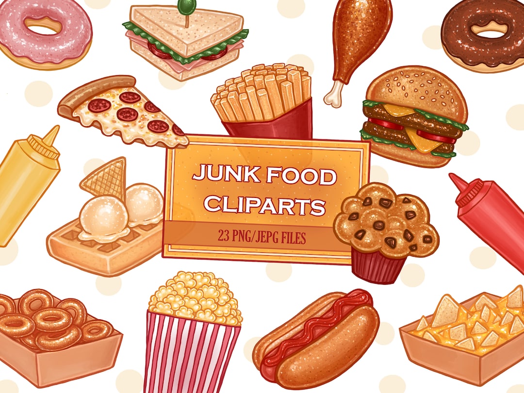 Junk Food Clipart Digital Illustrations PNG Images - Etsy