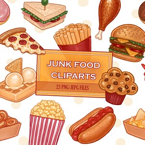 Junk Food Clipart Digital Illustrations PNG Images - Etsy