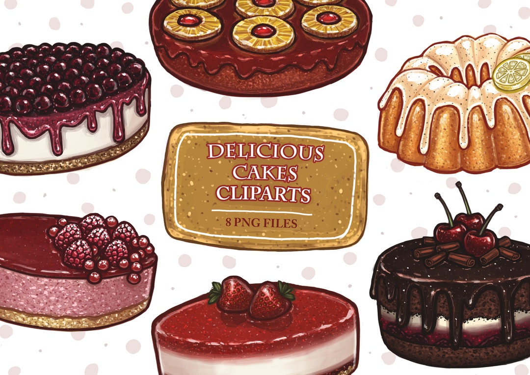 Delicious Cakes Clipart Digital Illustrations PNG Images - Etsy