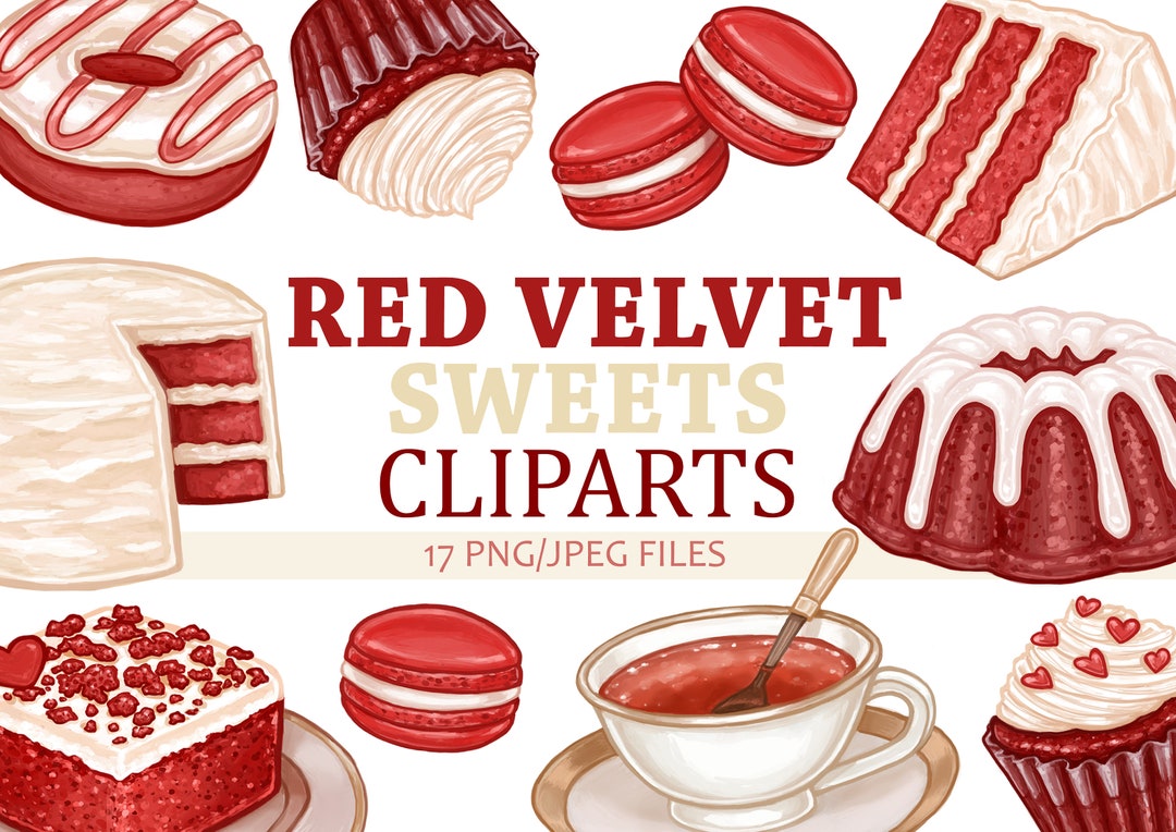 Red Velvet Cake Sweets Desserts Pastries Clipart Digital Illustrations ...