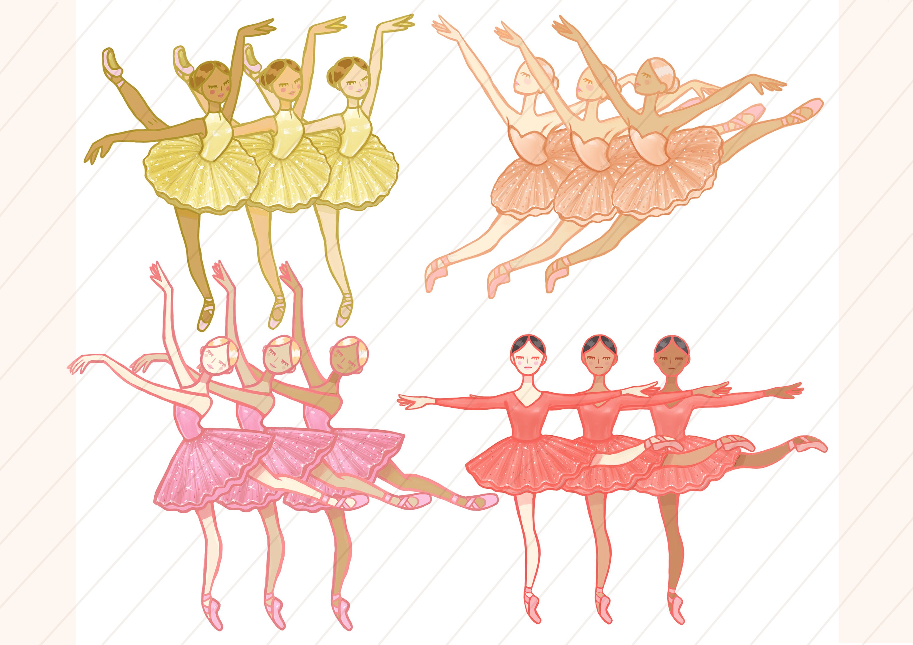 Ballerinas Ballet Dancers Pastel Tutus Clipart Digital - Etsy