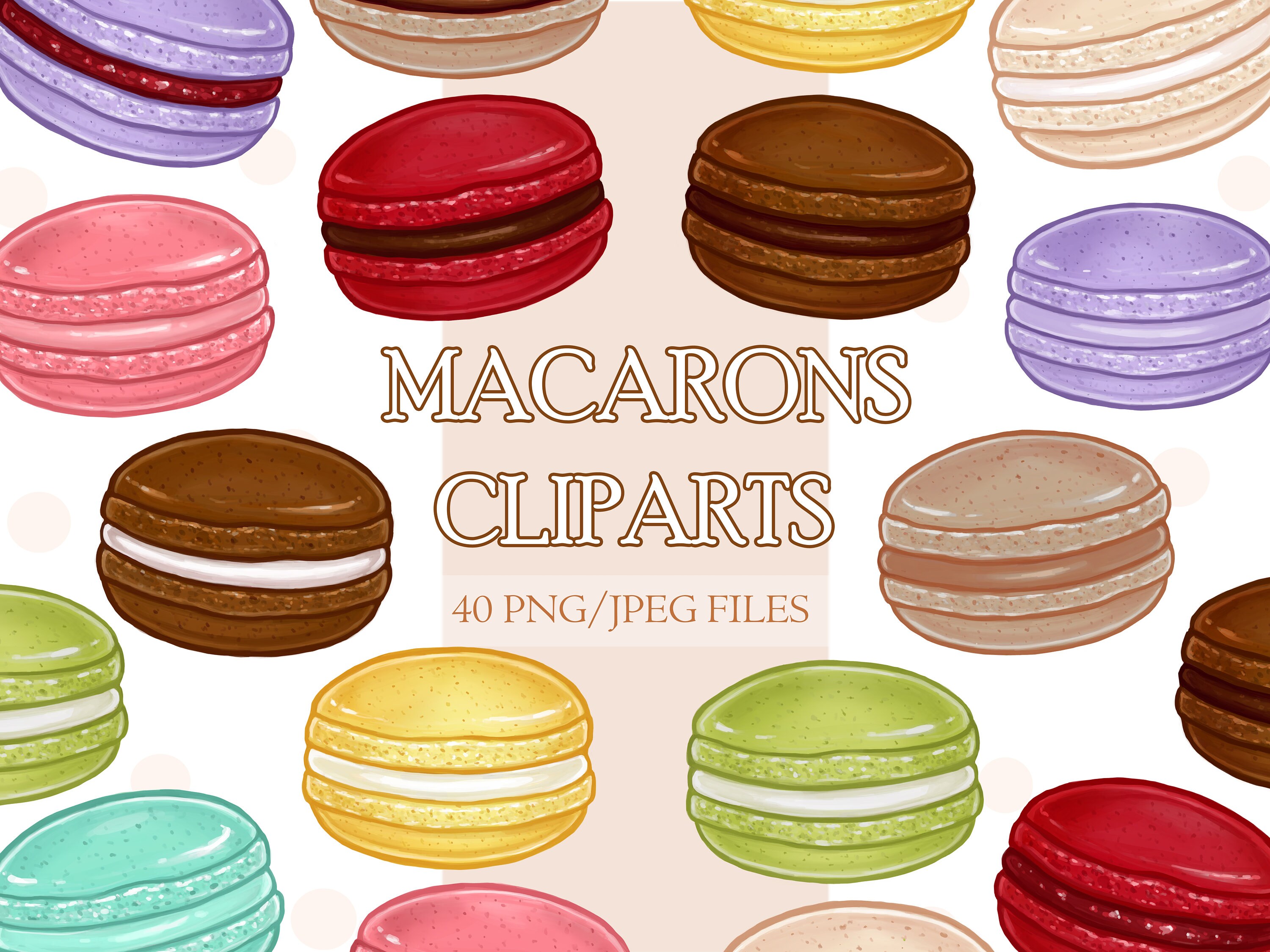 Macaroons Clipart Digital Illustrations PNG Images - Etsy