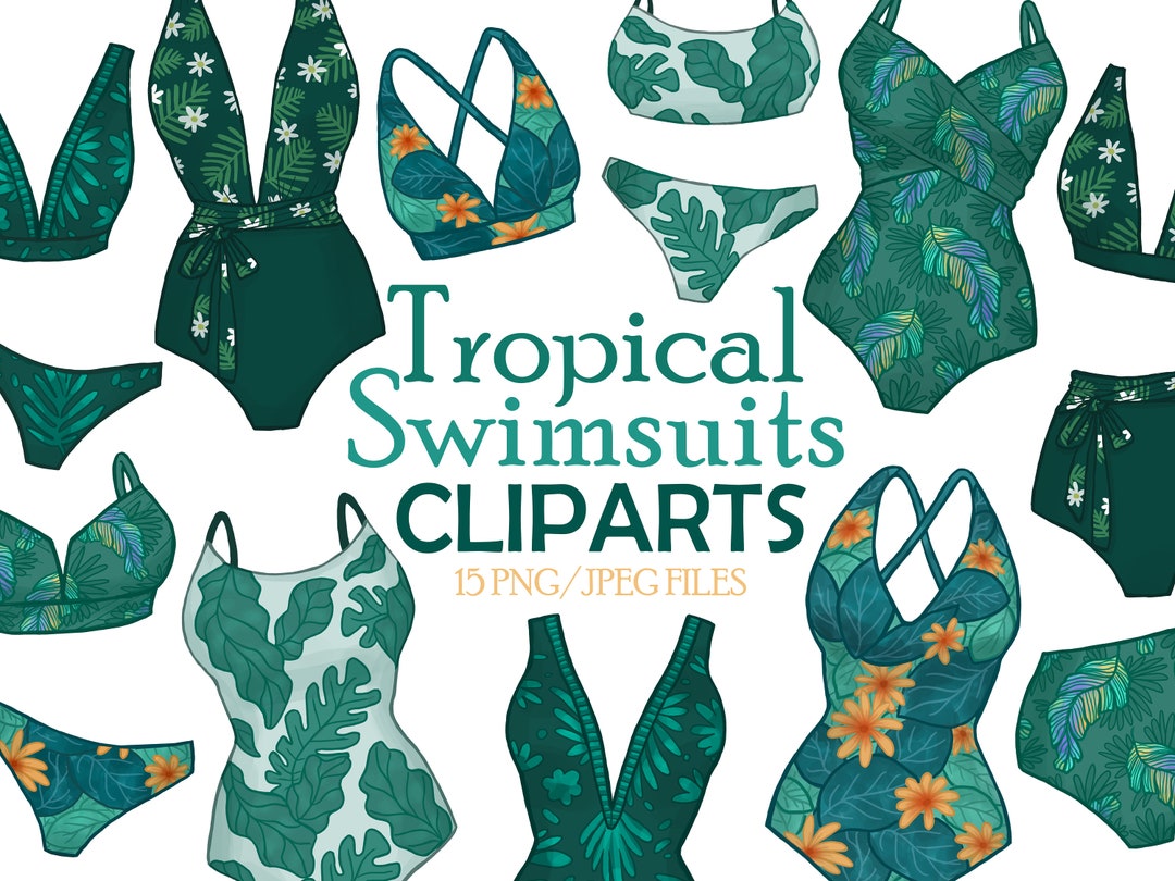 Tropical Swimsuits Clipart Digital Illustrations PNG Images - Etsy
