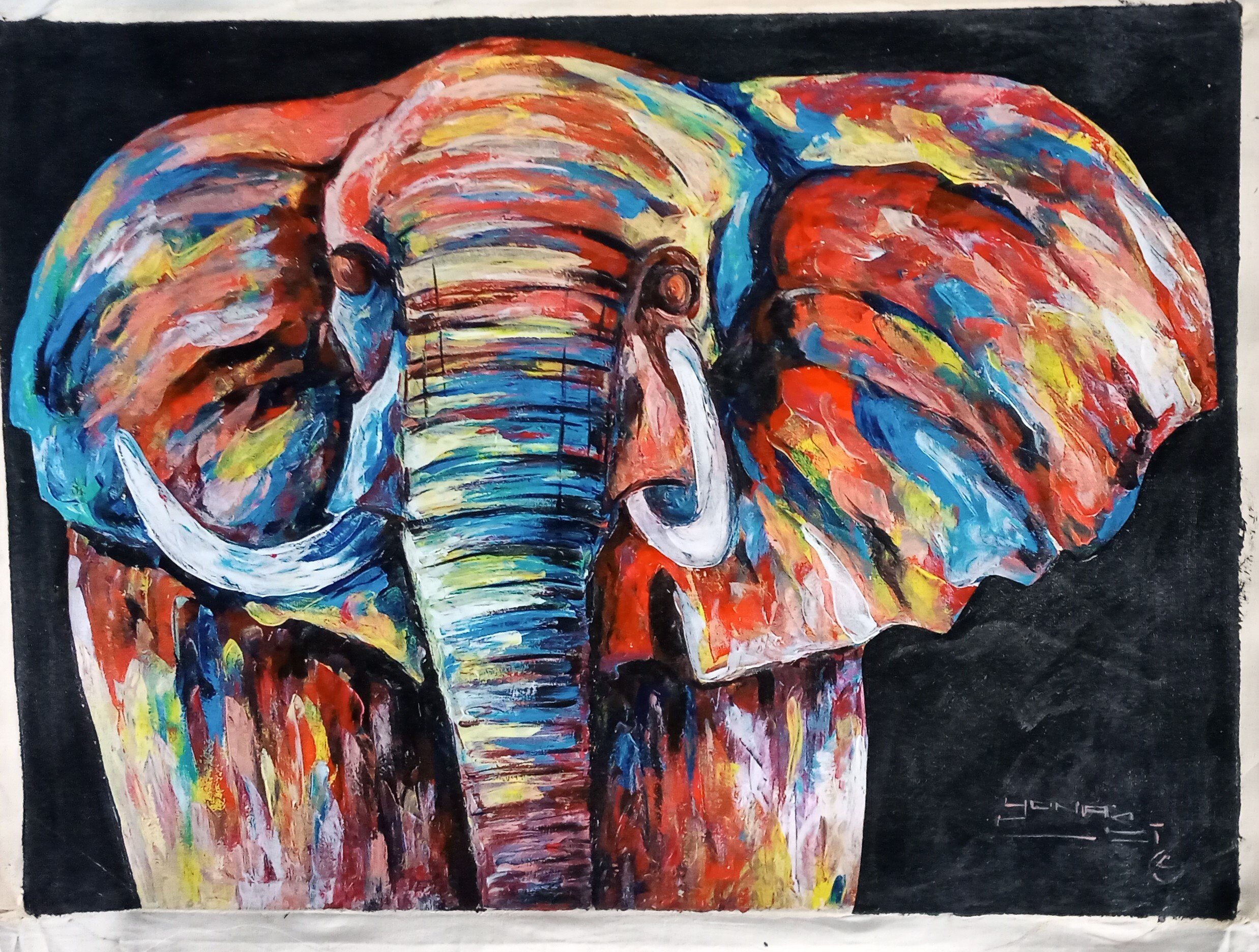 Colorful Elephant Painting Art on Canvas Wall Art Home - Etsy