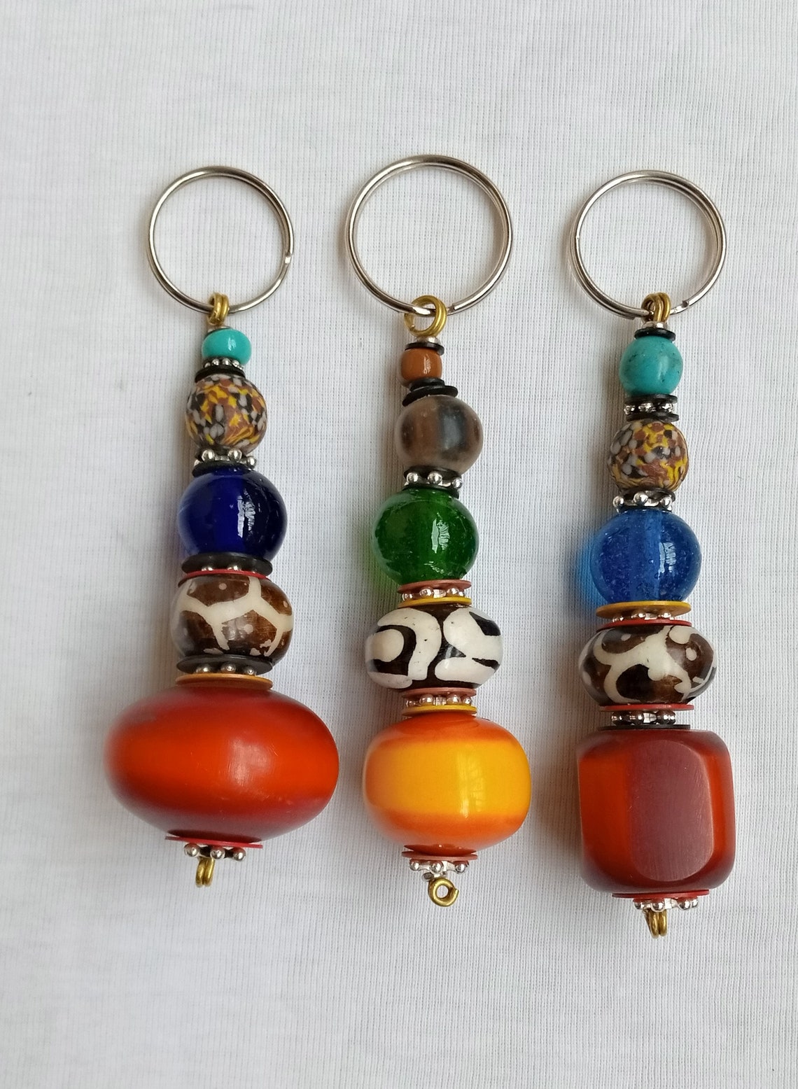 3 Beaded Keychain Keyrings Keychain Bag Taghandbag - Etsy