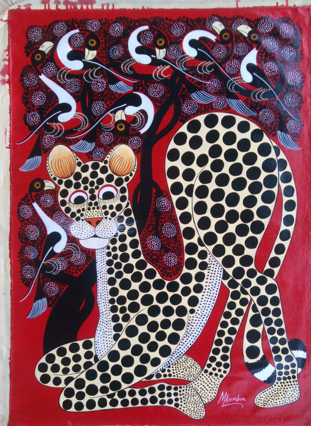 Leopard Tinga Tinga Oil Painting, Zebra Wall-hanging Painting, Home ...