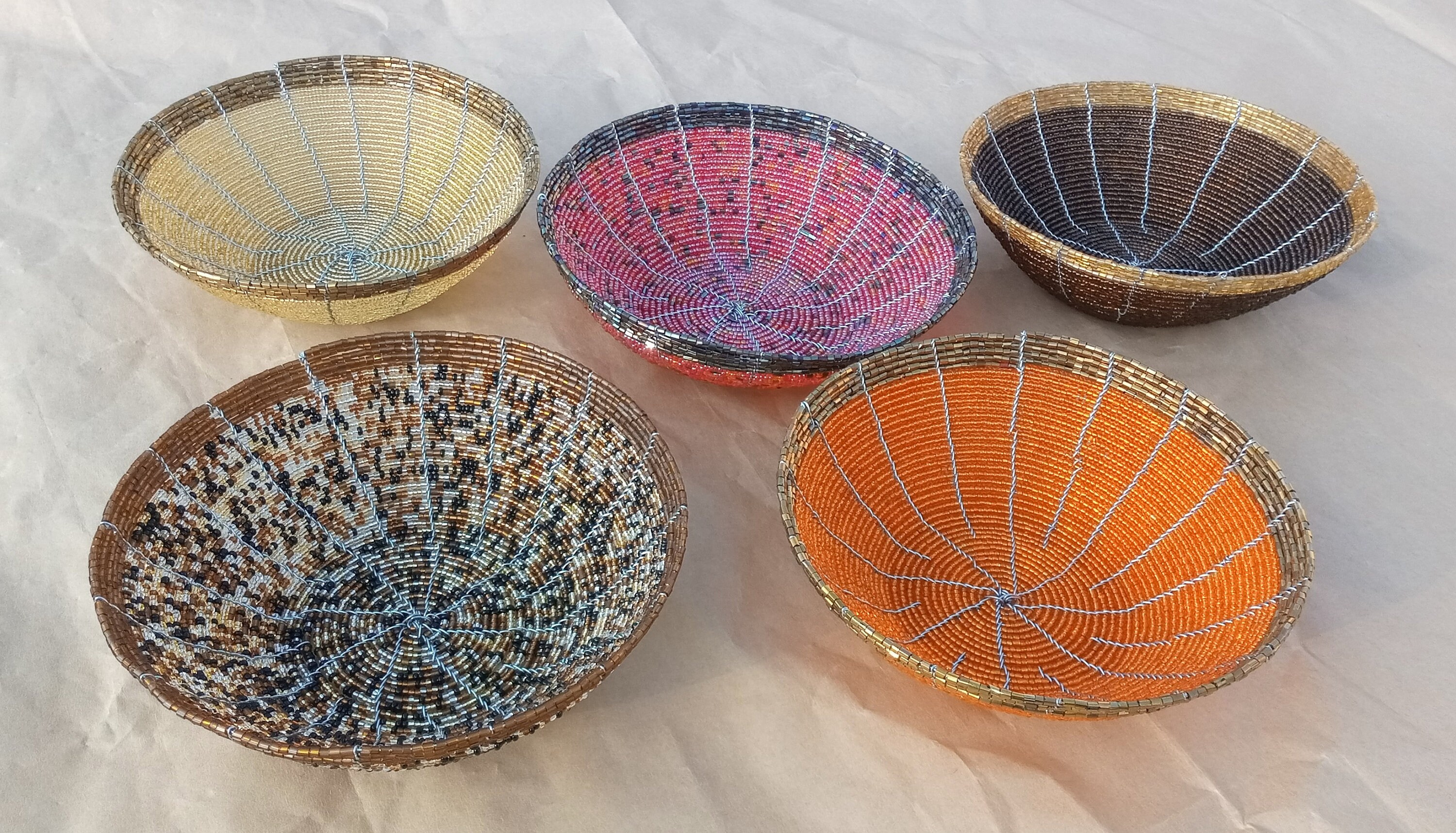 5 Set of African Beaded Decor Bowl, Maasai Beaded Bowl, Handmade Kenya ...
