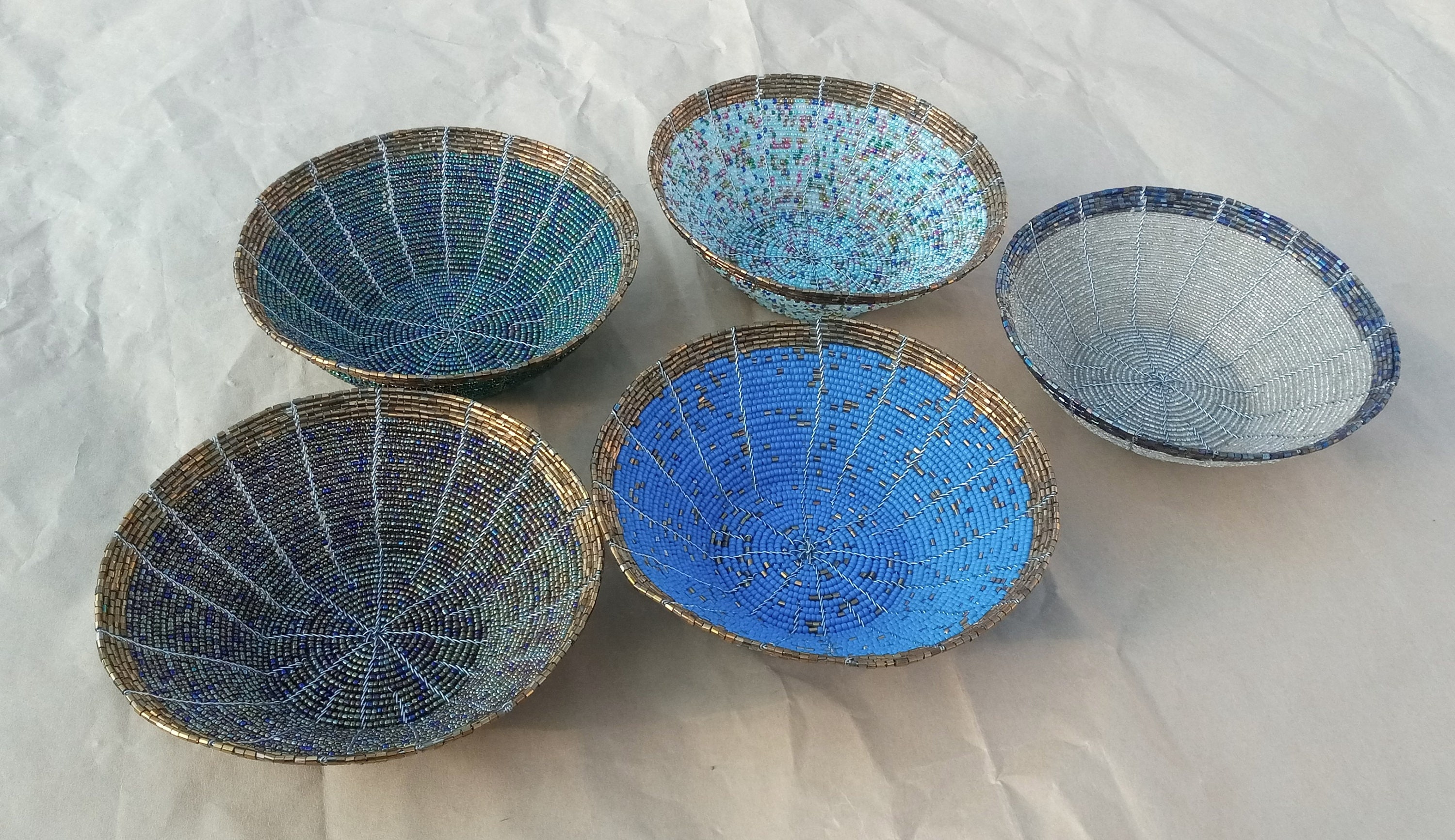 5 Set of African Beaded Decor Bowl, Maasai Beaded Bowl, Handmade Kenya ...