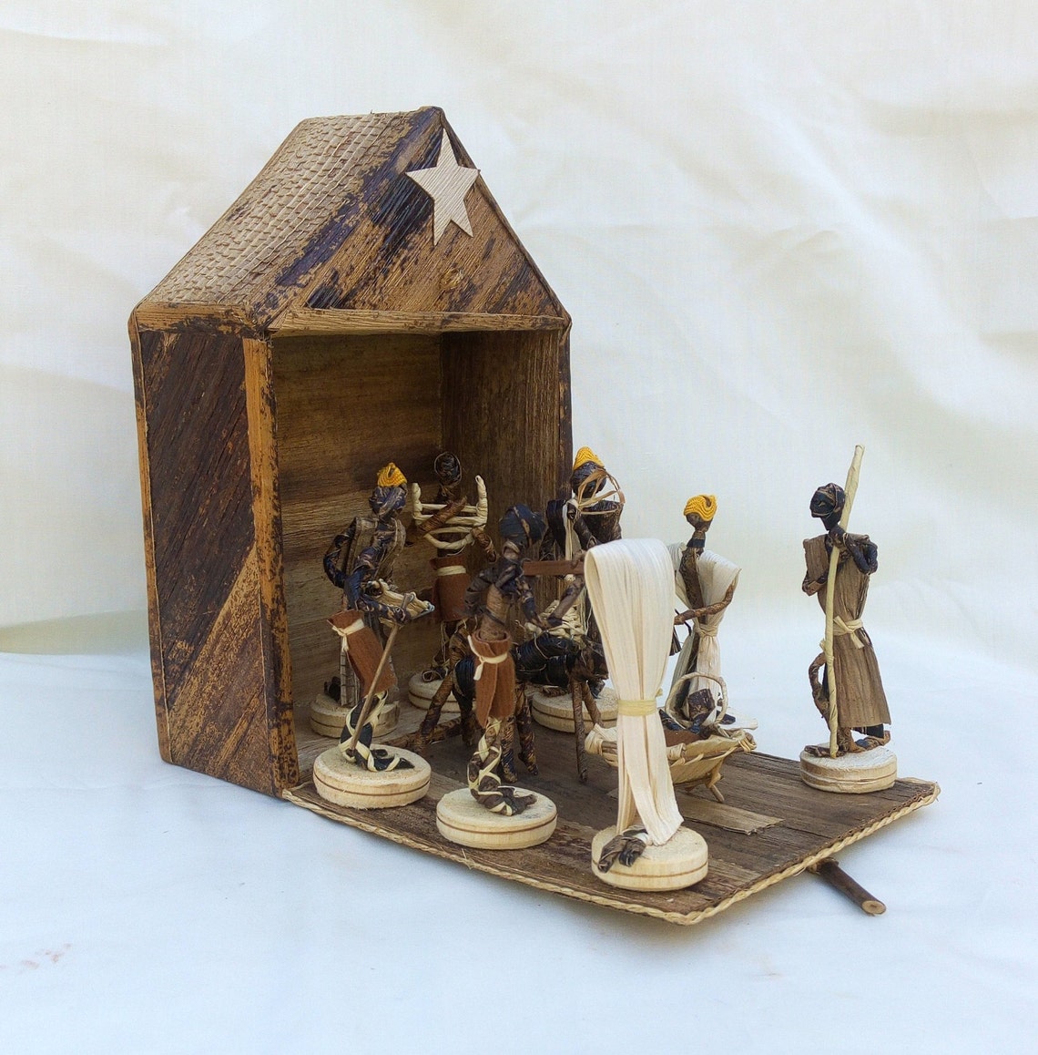 Handmade Nativity Set, Dried Banana Leaf Nativity Set, Family Christmas ...