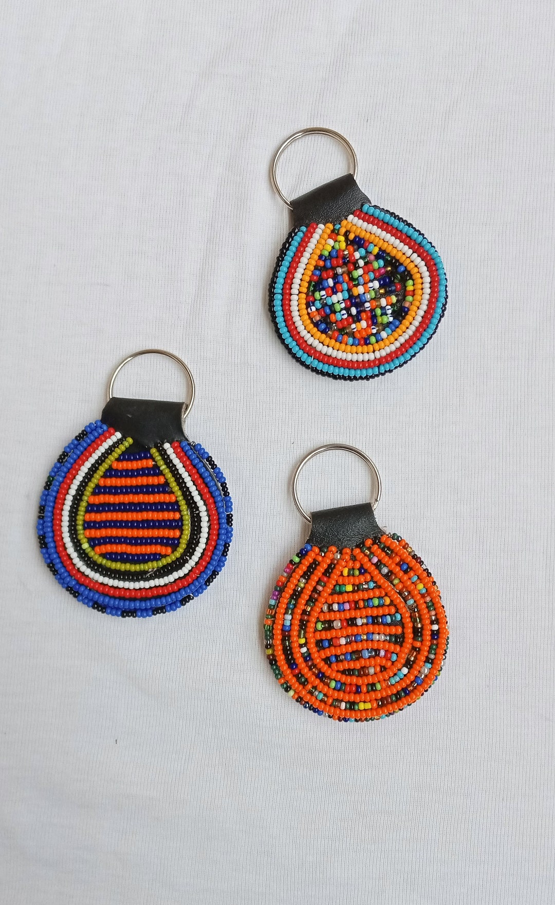 3 Beaded Keyrings, Keyrings, Keychain, Bag Tag,handbag Keychain, Kenya ...