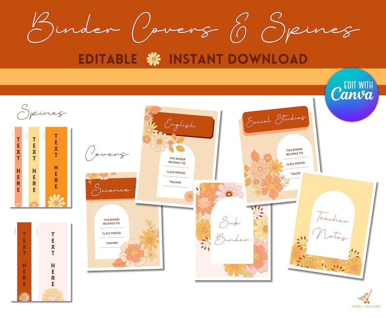 Retro Printable Binder Covers & Spines-binder Cover-school Planner ...