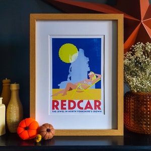 Redcar | A3 | A4 | Unframed | Railway Travel Poster | Seaside | Coast ...
