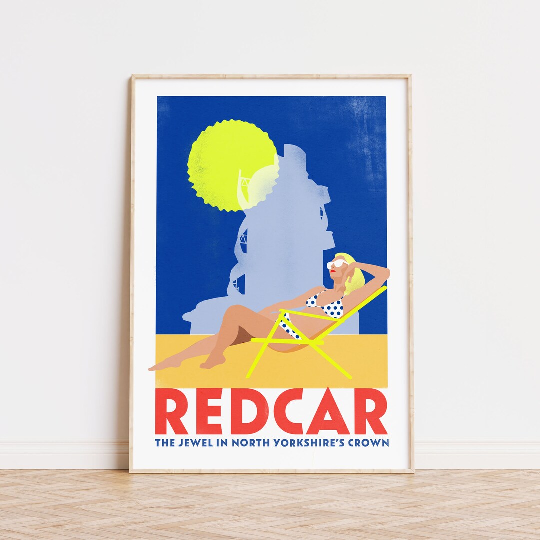 Redcar | A3 | A4 | Unframed | Railway Travel Poster | Seaside | Coast ...