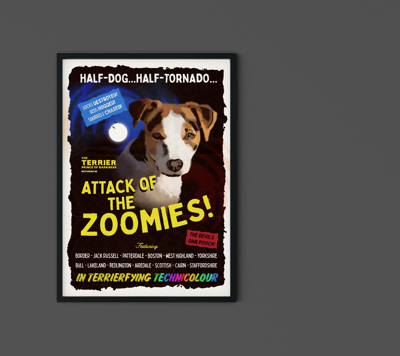 Terrifying Terriers A3 A4 Unframed Dog Horror Poster | Etsy
