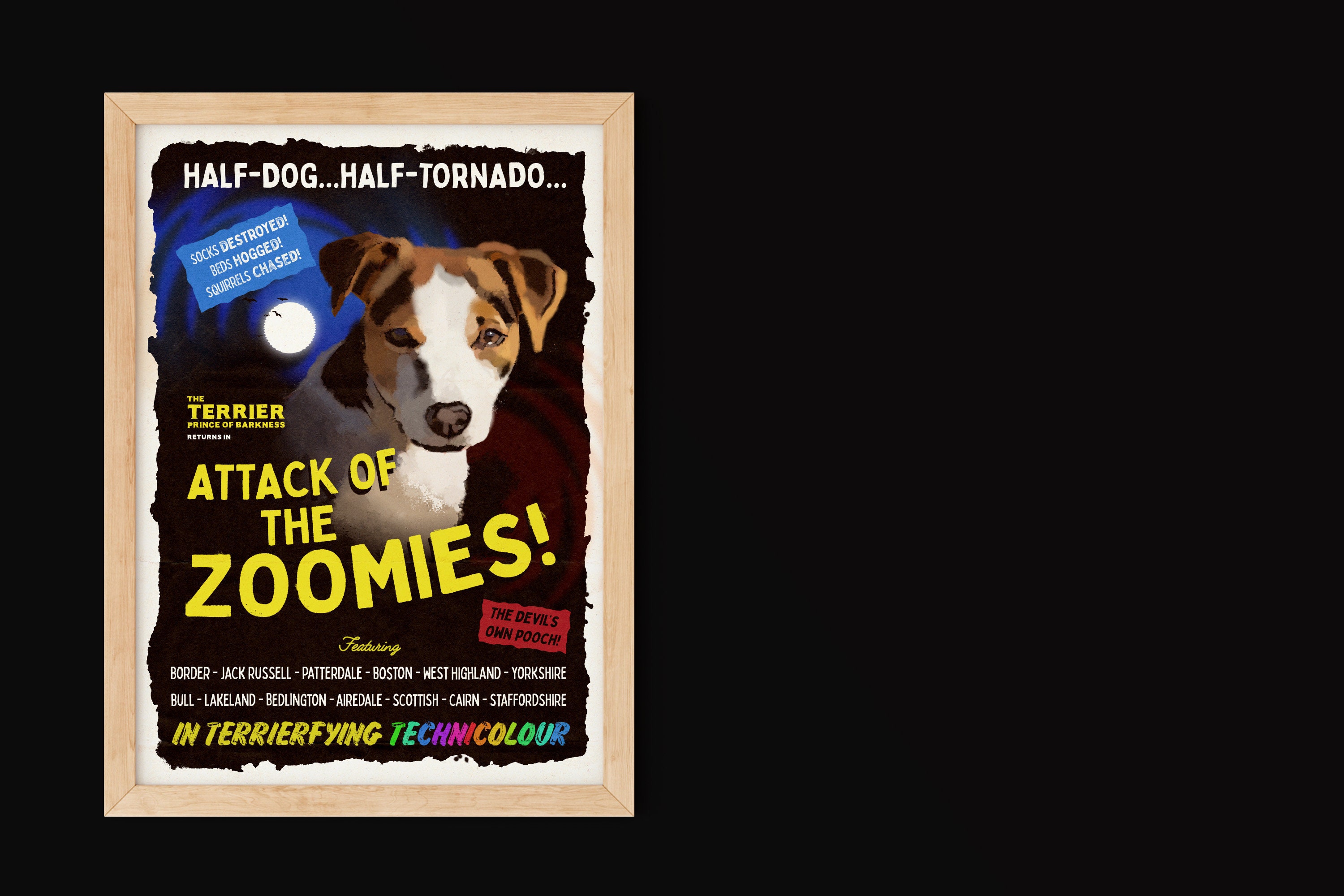 Terrifying Terriers! | A3 | A4 | Unframed | Dog Horror Poster | Puppy ...