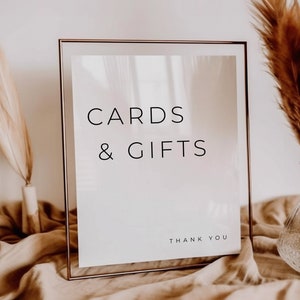 Printable Editable Minimalist Wedding Table Cards and Gifts Sign ...