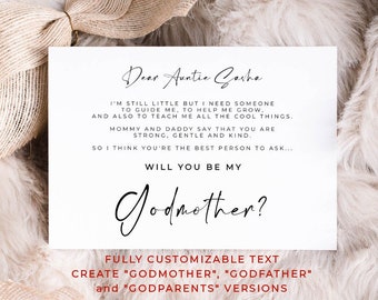 Godparents Proposal Card. Will You Be My Godmother Godfather - Etsy