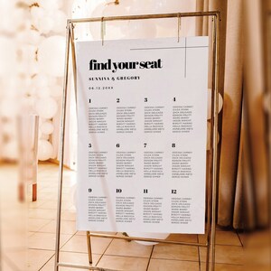 Seating Chart Sign, Table Seating Chart, Printable Sign, Wedding ...