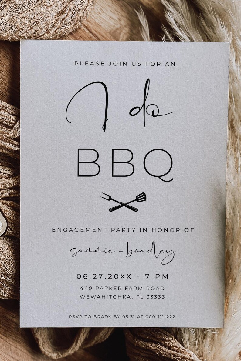 I Do BBQ Invitation, Engagement Party Couple's Shower Editable Template ...