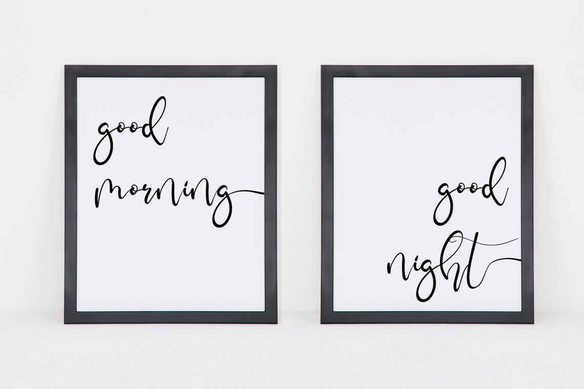 Good Morning Good Night Sign PRINTABLE Art Set Set of 2 | Etsy