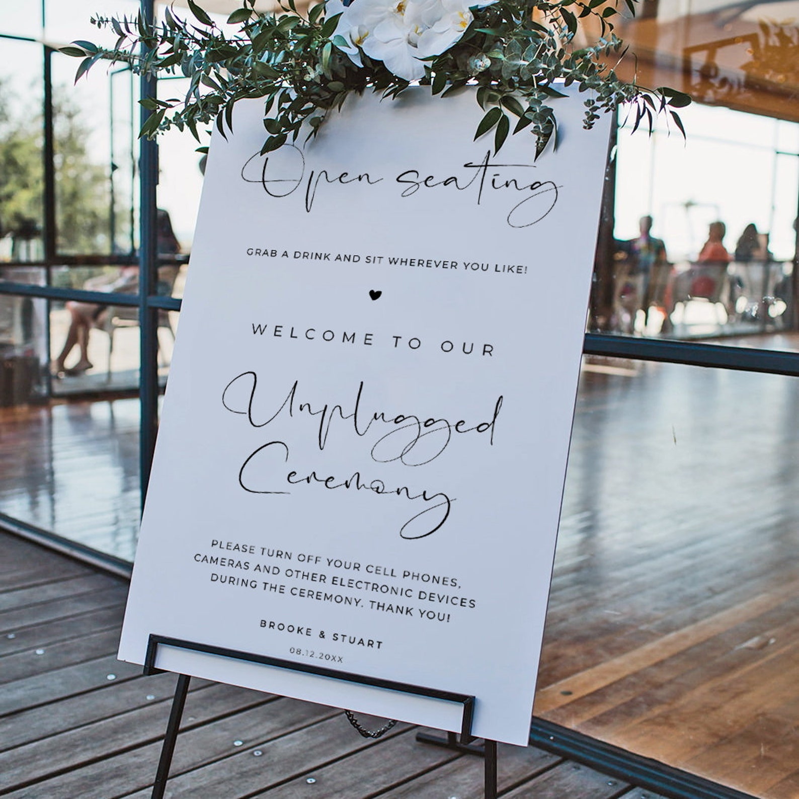 Unplugged Ceremony Sign, Open Seating Sign, Unplugged Wedding, Modern ...
