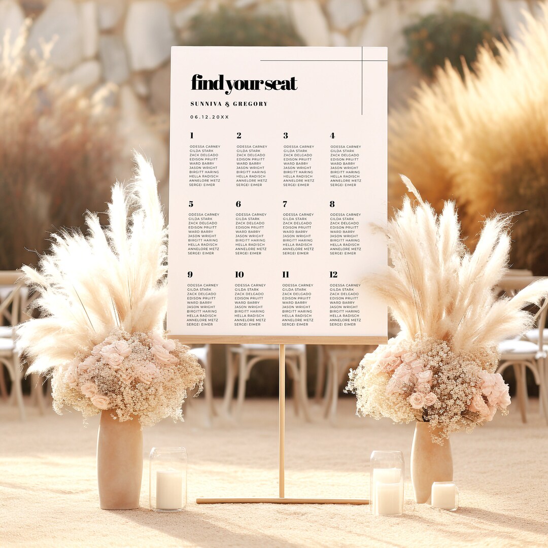 Seating Chart Sign, Table Seating Chart, Printable Sign, Wedding ...