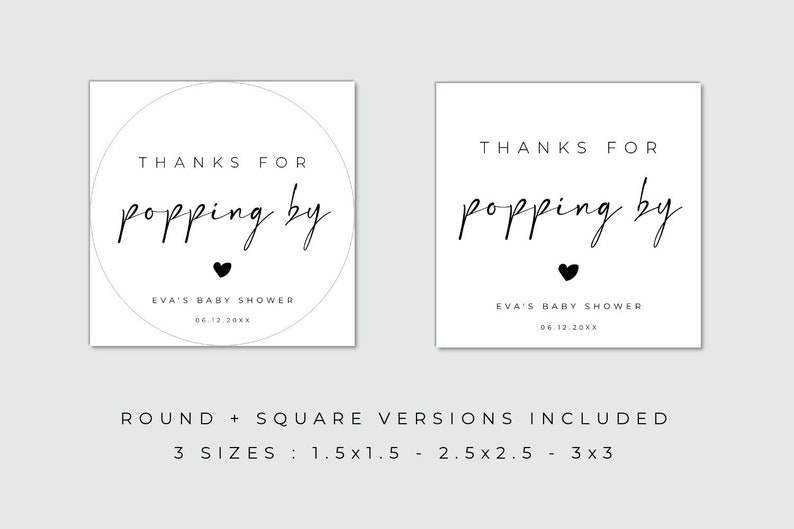 Thanks for Popping by Tags, Baby Shower Tags Editable Template, Modern ...
