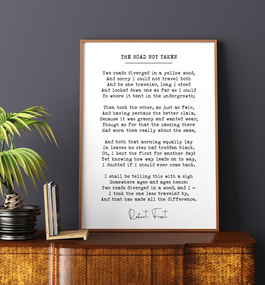 The Road Not Taken Robert Frost Poem Print PRINTABLE Poetry | Etsy