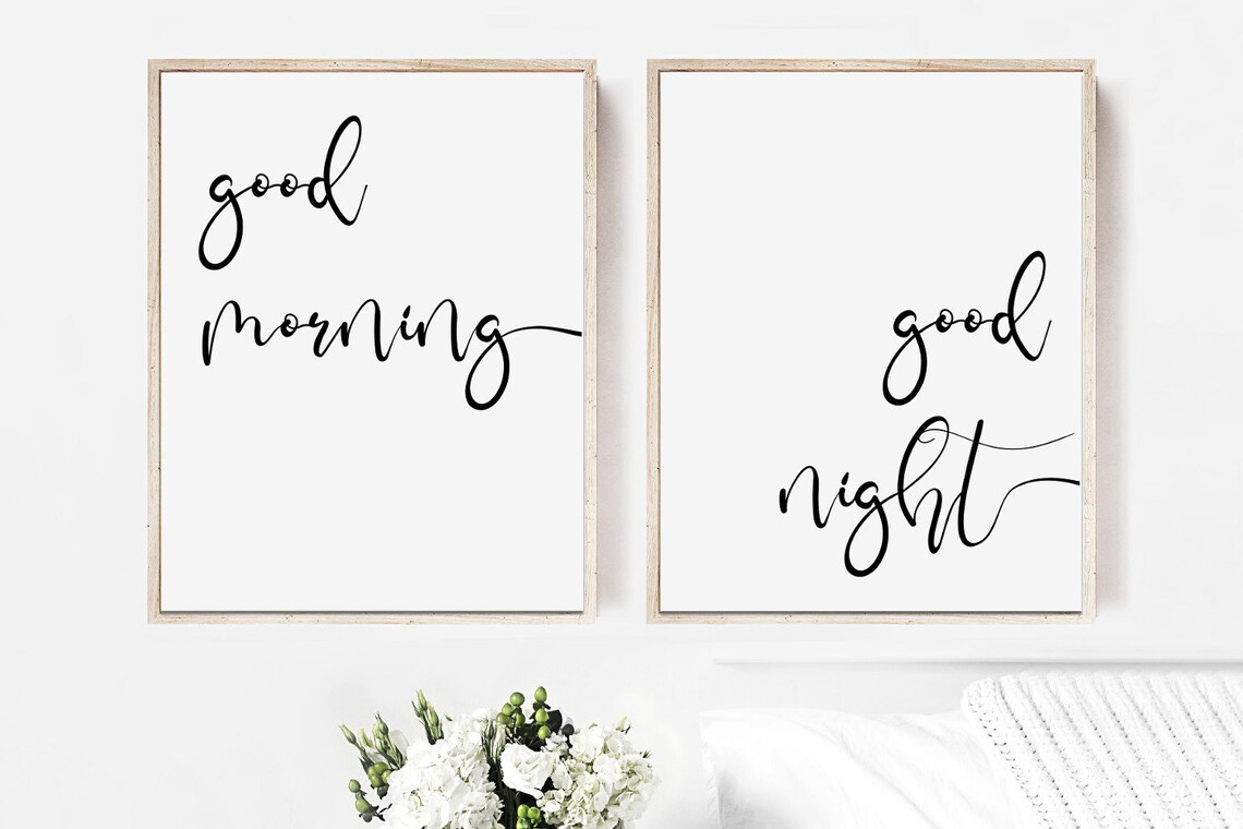 Good Morning Good Night Sign PRINTABLE Art Set Set of 2 | Etsy