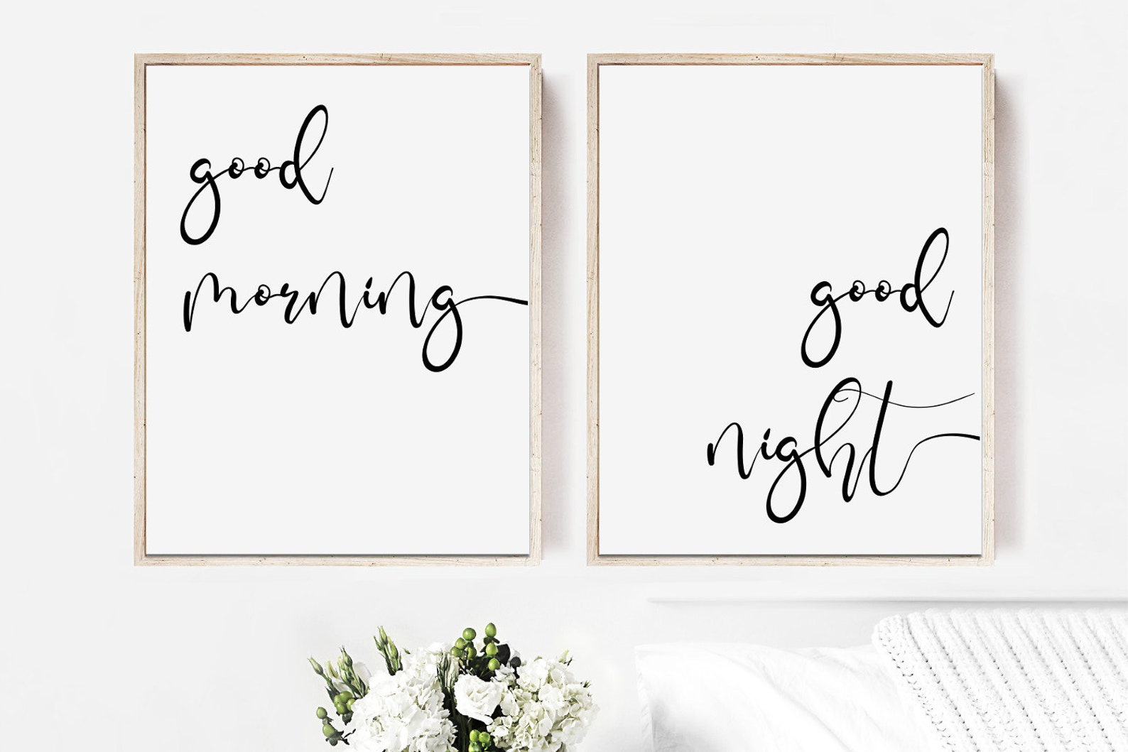 Good Morning Good Night Sign PRINTABLE Art Set Set of 2 | Etsy