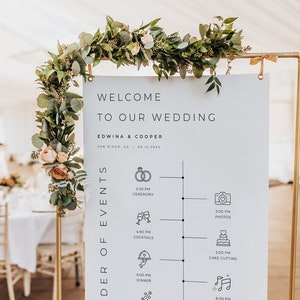 Wedding Timeline Sign Editable Minimalist Template for Order of Events ...