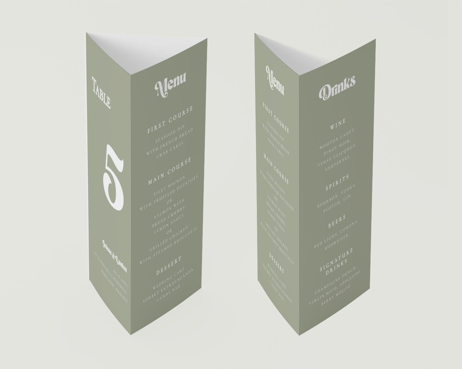 Sage Green Trifold Menu Template, Printable Menu With Table Number ...