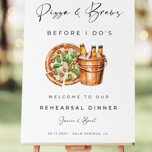 Pizza and Brews Before I Do's, Pizza and Beer Sign Rehearsal Dinner ...