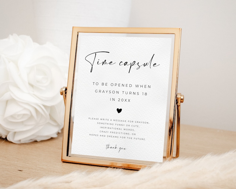 Time Capsule Editable Template, Time Capsule Card, First Birthday Sign ...