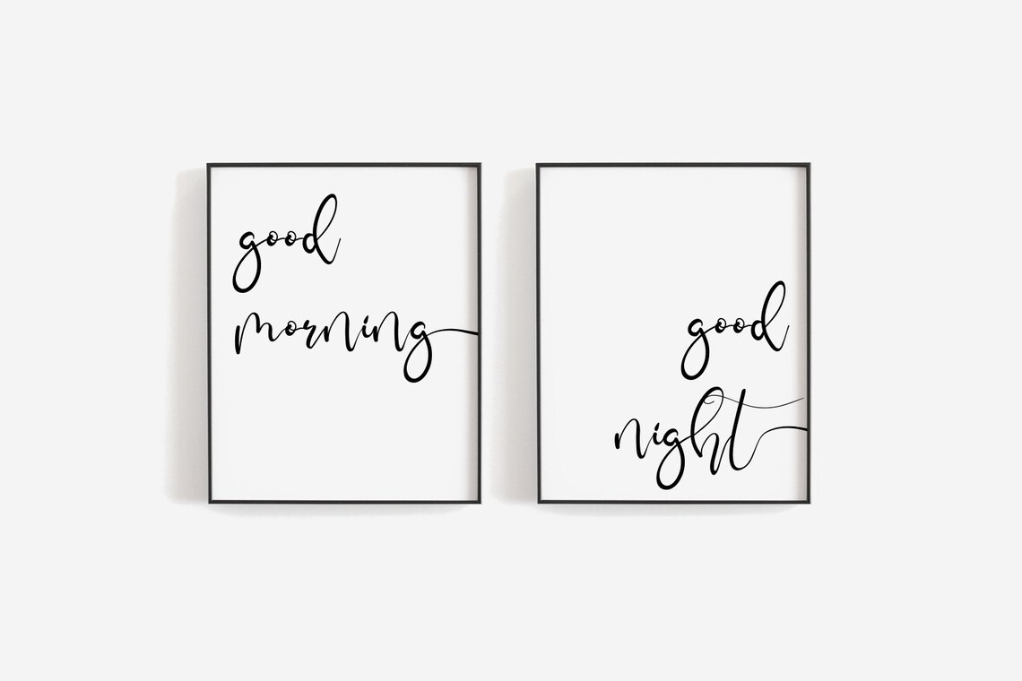 Good Morning Good Night Sign PRINTABLE Art Set Set of 2 | Etsy