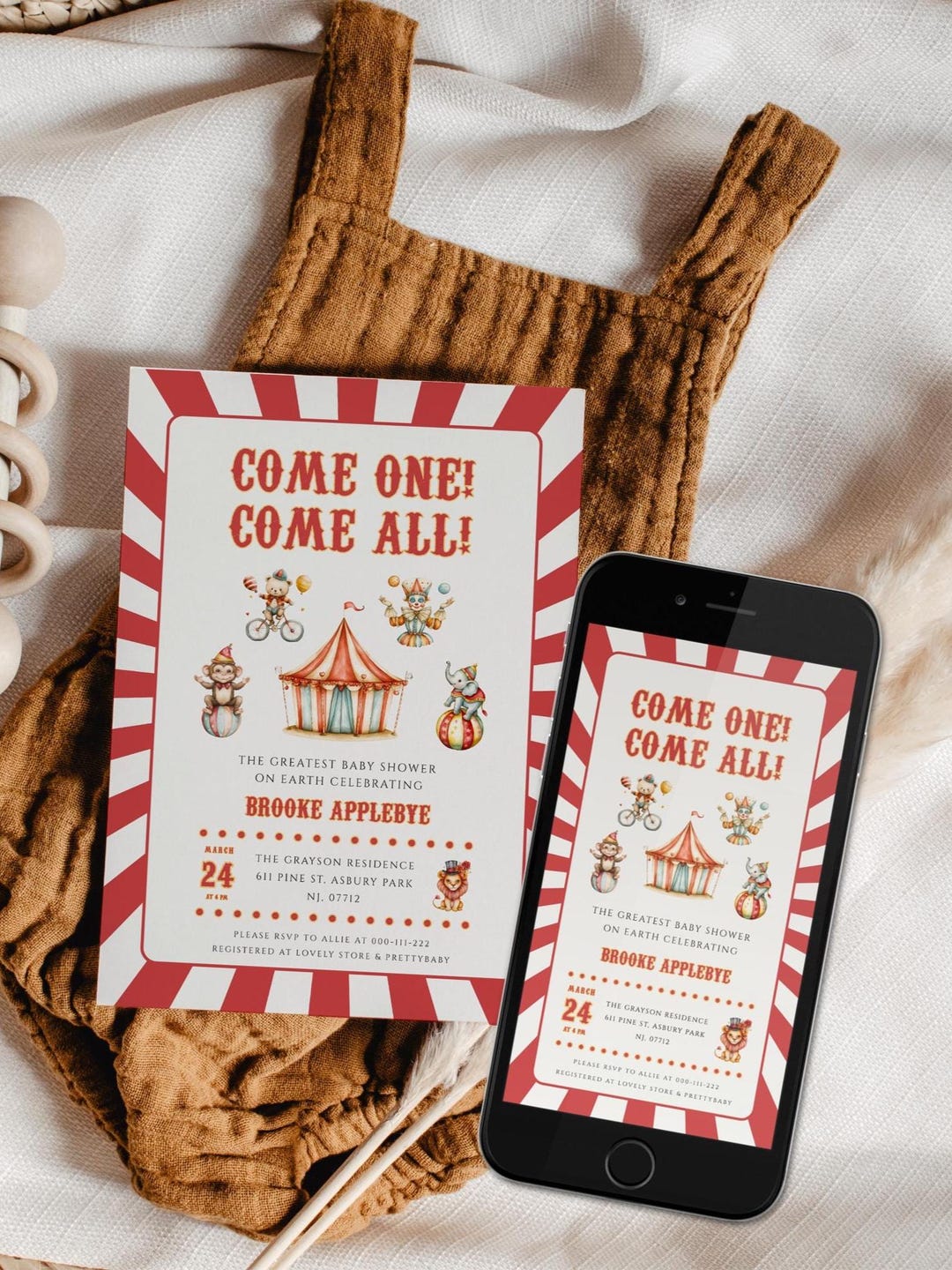 Circus Baby Shower Invitation, Carnival Party Template, Gender Neutral ...