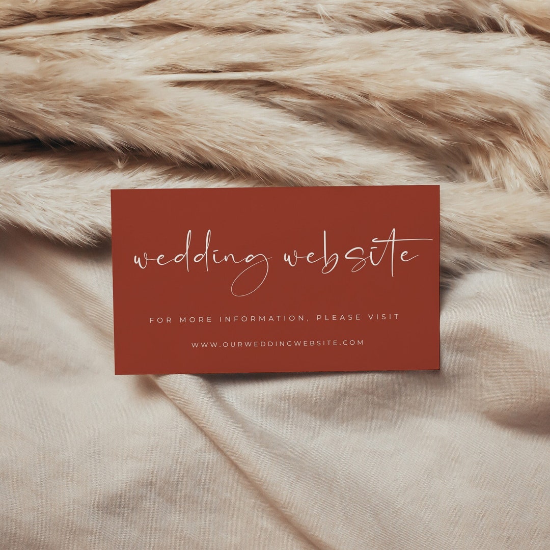 Wedding Website Card, Editable Template Terracotta Wedding Invitation ...