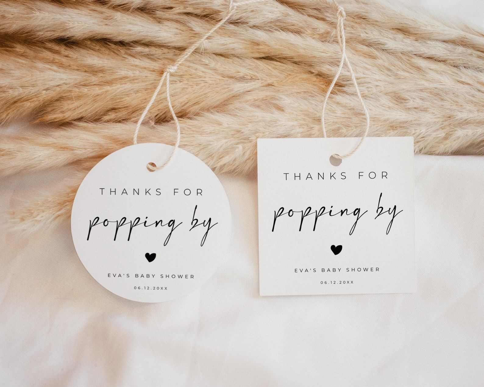 Thanks for Popping by Tags, Baby Shower Tags Editable Template, Modern ...